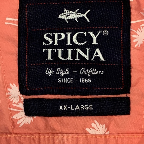 Spicy Tuna | Shirts | Spicy Tuna Hawaiian Shirt Salmon W White Palm ...